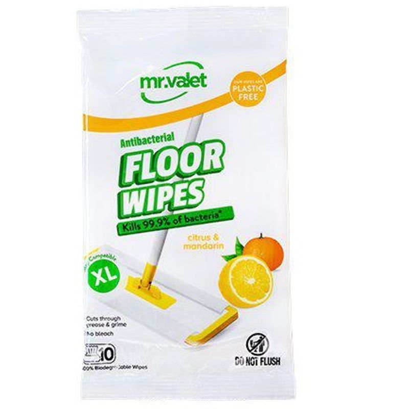 Mr Valet Floor Wipes sitron 20pk | Plastfrie - Billigmarkedet.no
