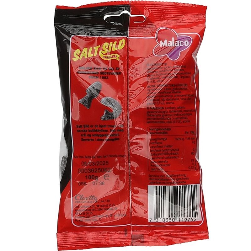 Malaco Salt Sild 16x100g | Storpakk med klassisk salt lakris til lav ...